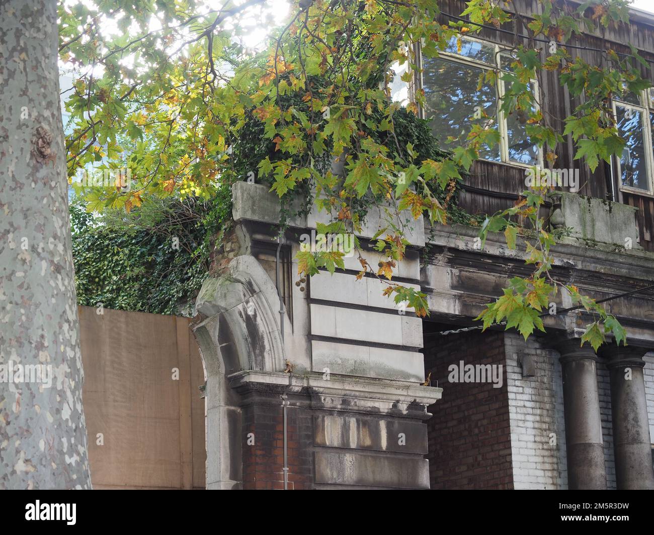 Romantic ruins covered by ivy in London, UK Stock Photo - Alamy