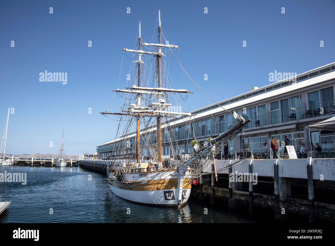 Sloop, The Lady Nelson, inthe harbour area at Hobart, the capital of ...