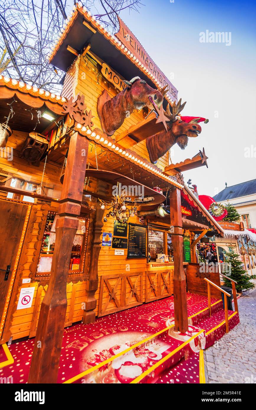 Basel, Switzerland - December 2017: Christmas Weihnachtsmarkt Basel ...