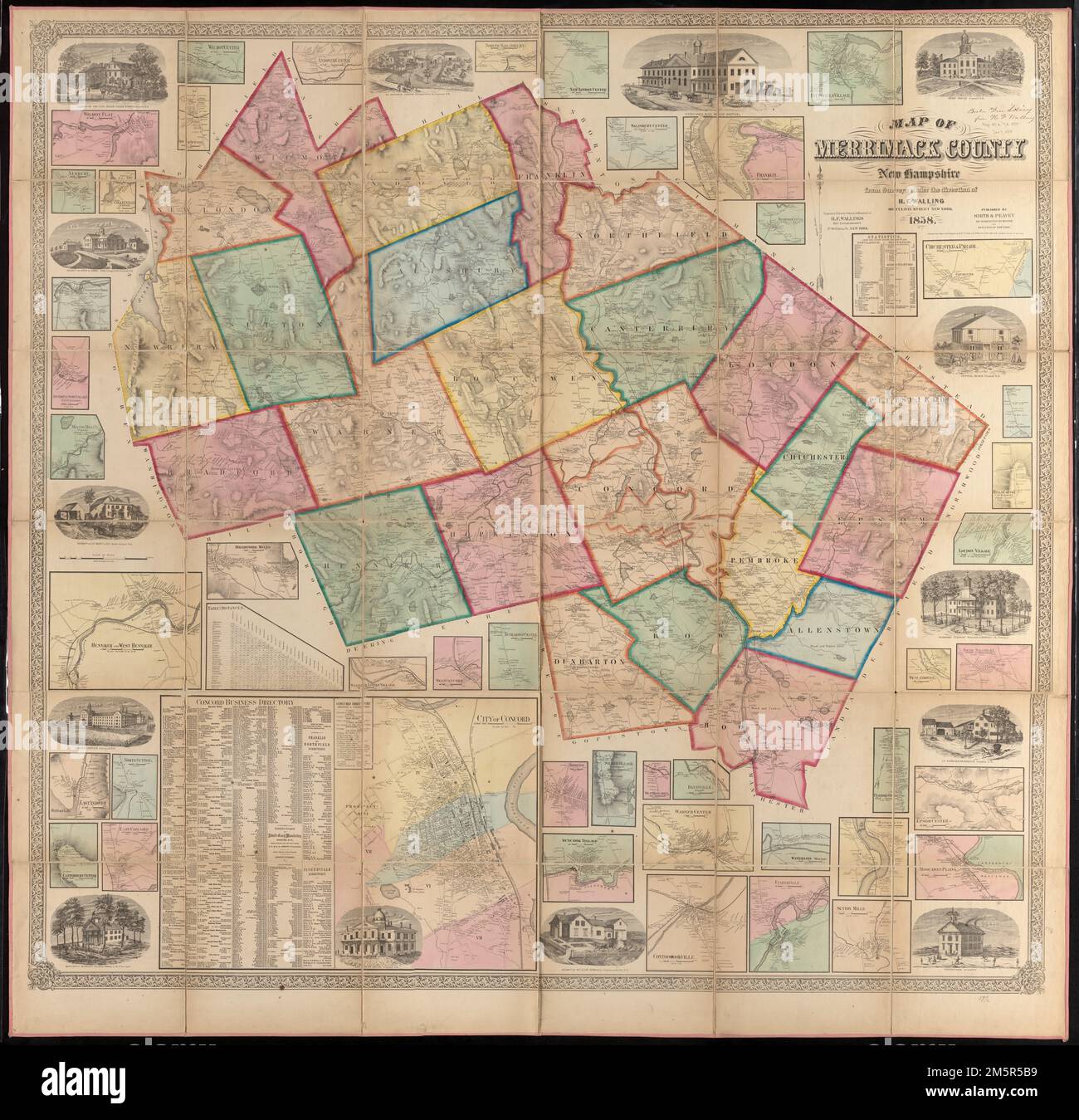 Map of Merrimack County, New Hampshire. Relief shown by hachures ...