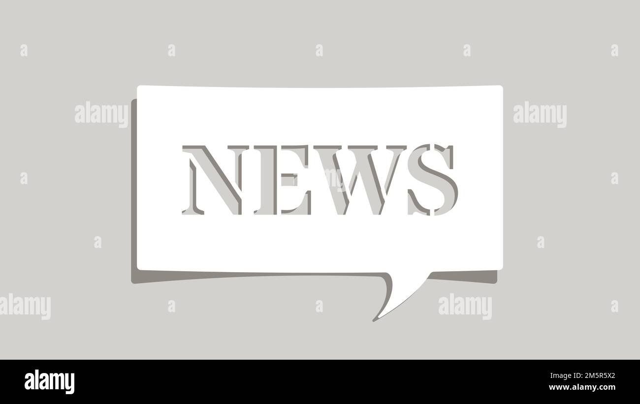 NEWS word on cutout white paper speech bubble on gray background ...