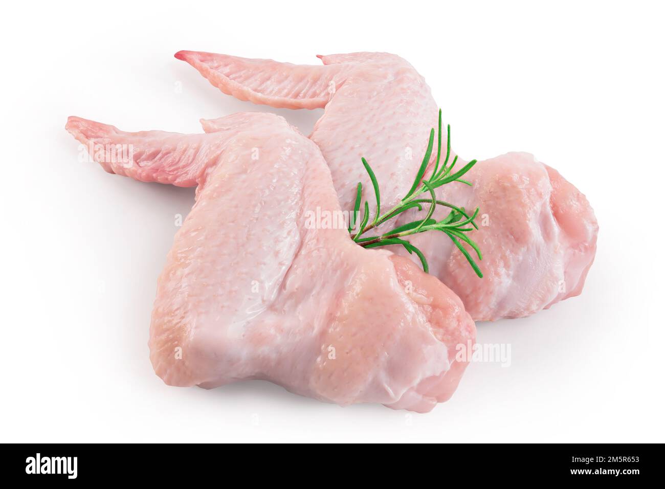Raw chicken wings isolated on white background with full depth of field ...