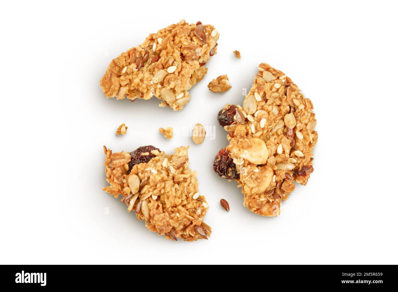 Granola cookie isolated on white background with full depth of field ...