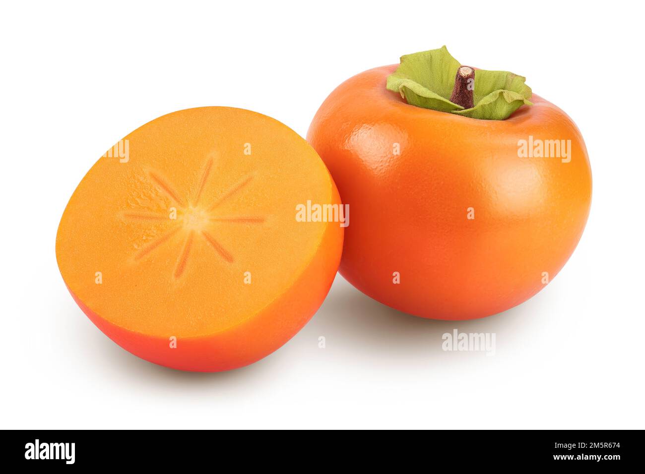 Persimmon fruit isolated on white background with full depth of field ...