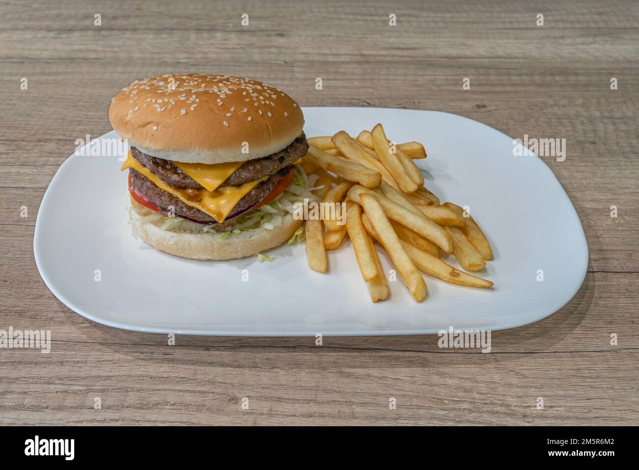 Middle East dishe culinary Still Life. Double Cheese burger with ...