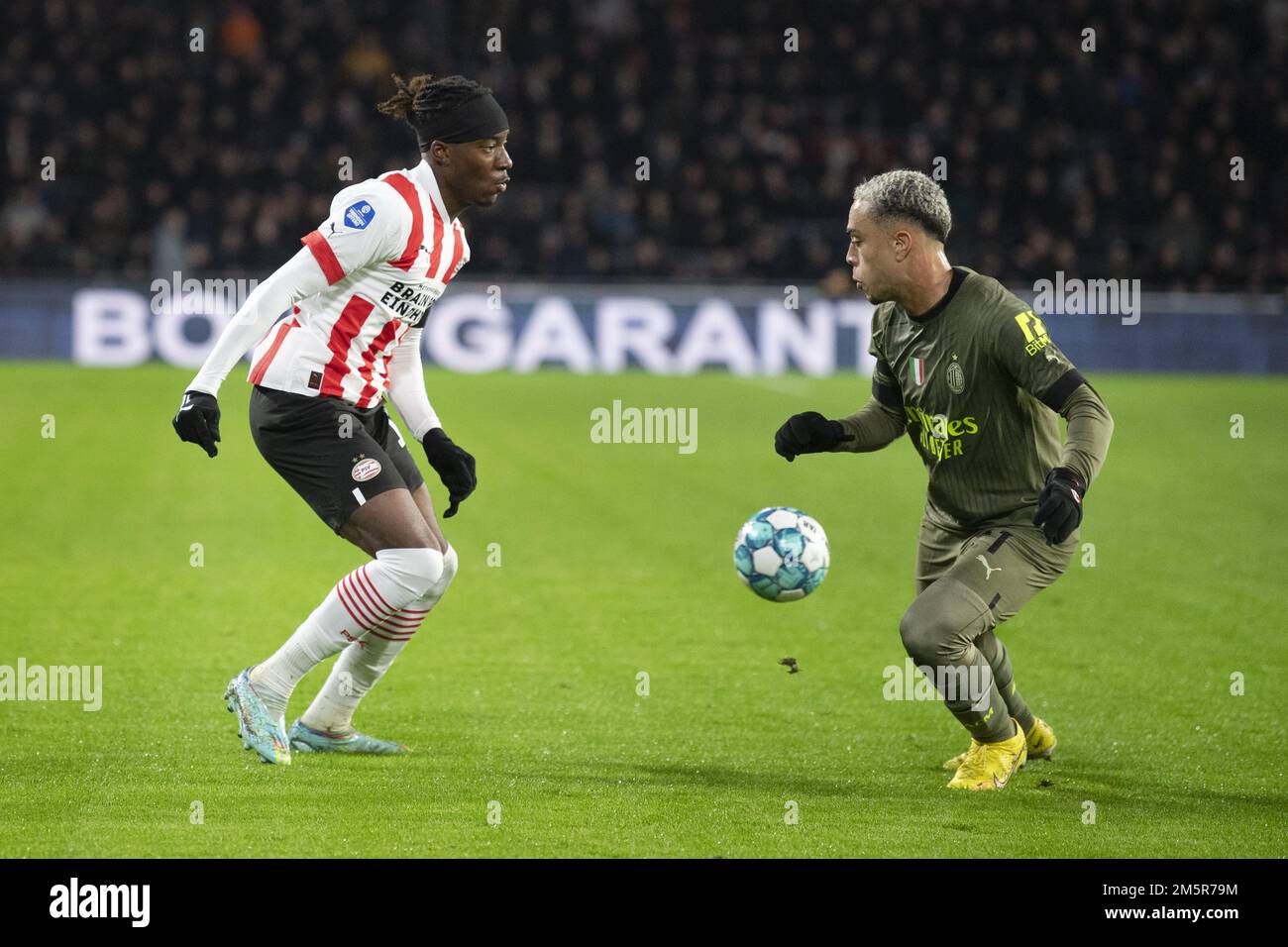 EINDHOVEN Sergino Dest Of AC Milan, Noni Madueke Of PSV against AC ...