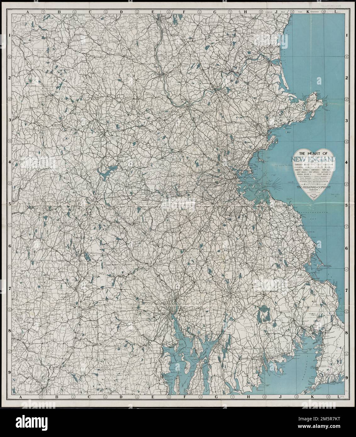 The heart of New England. Relief shown by spot heights. 21 city maps on ...