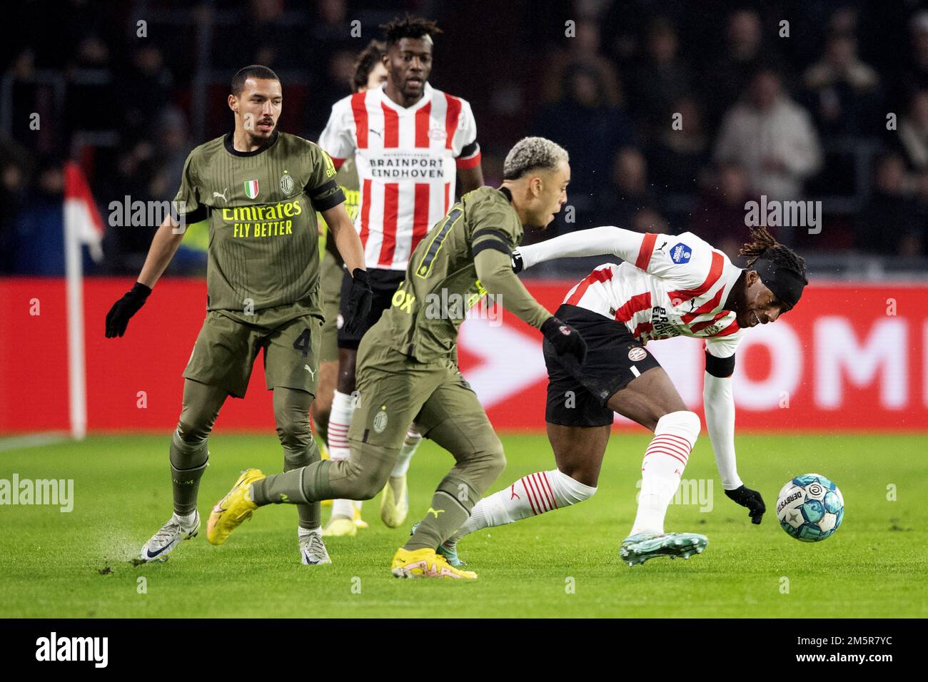 EINDHOVEN Sergino Dest Of AC Milan, Noni Madueke Of PSV against AC ...