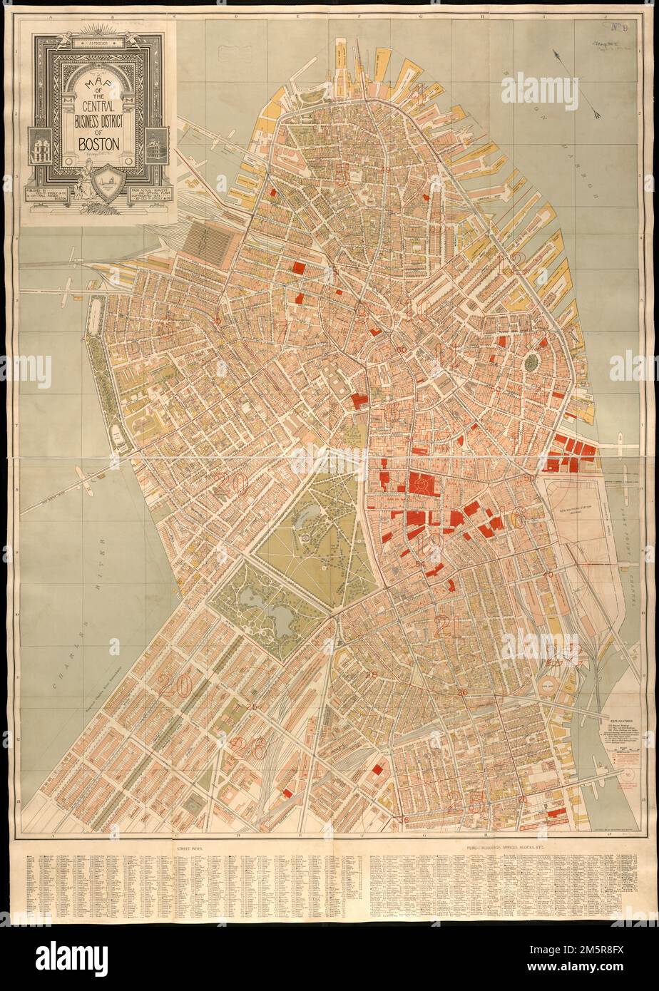 Map of the central business district of Boston. Oriented with north ...