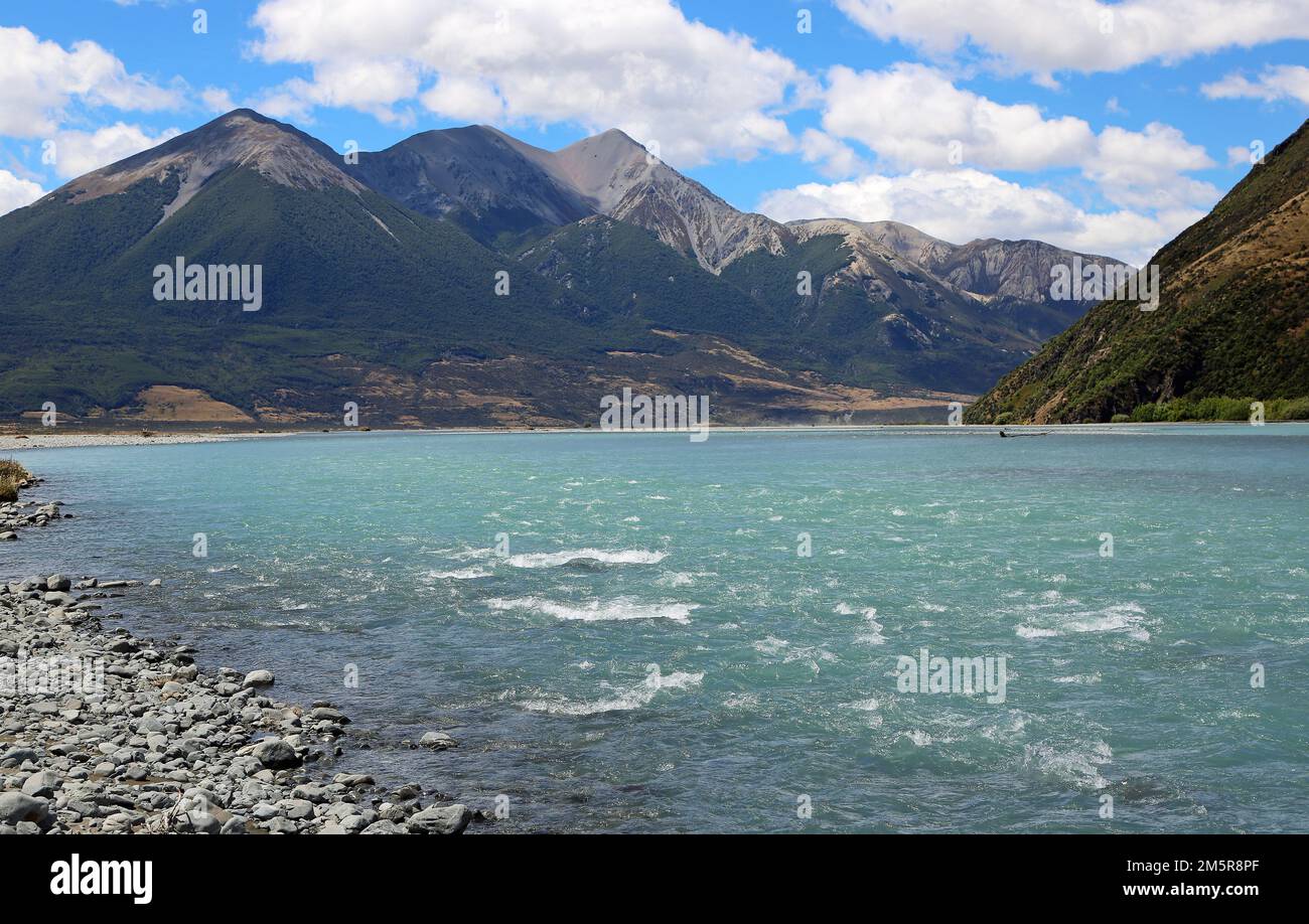 Mt Binser and Waimakariri River - New Zealand Stock Photo - Alamy