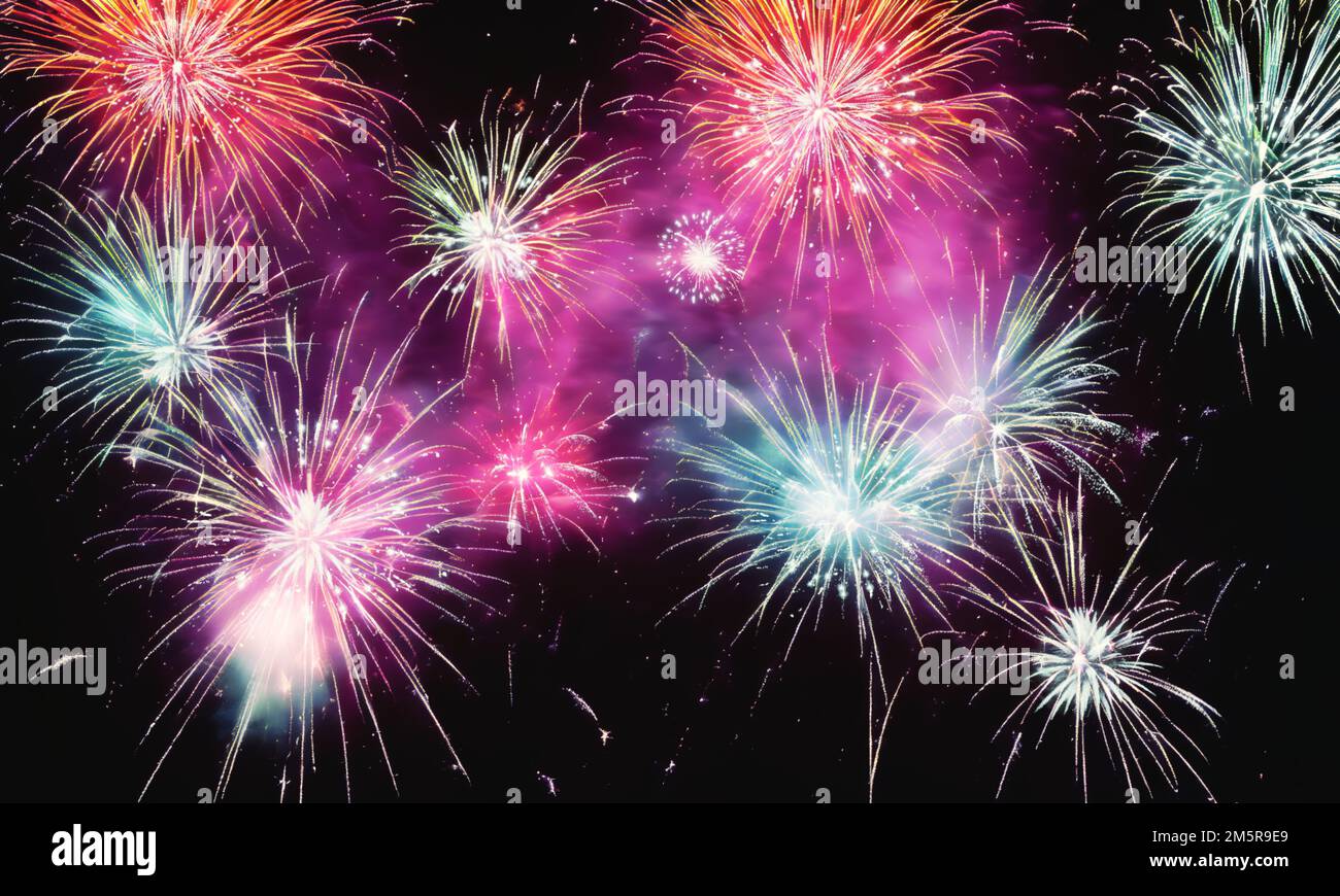 Firework show - digital illustration Stock Photo - Alamy