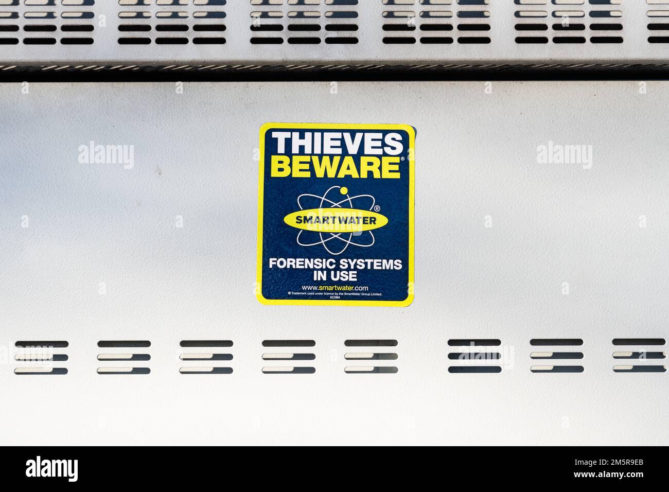 Thieves Beware Smartwater forensic systems in use sign UK Stock Photo ...