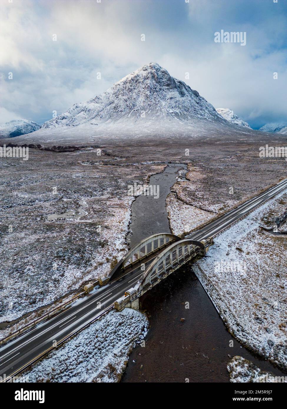 Buachaille Etive Mor mountain in Glen Coe in winter snow, Scottish ...