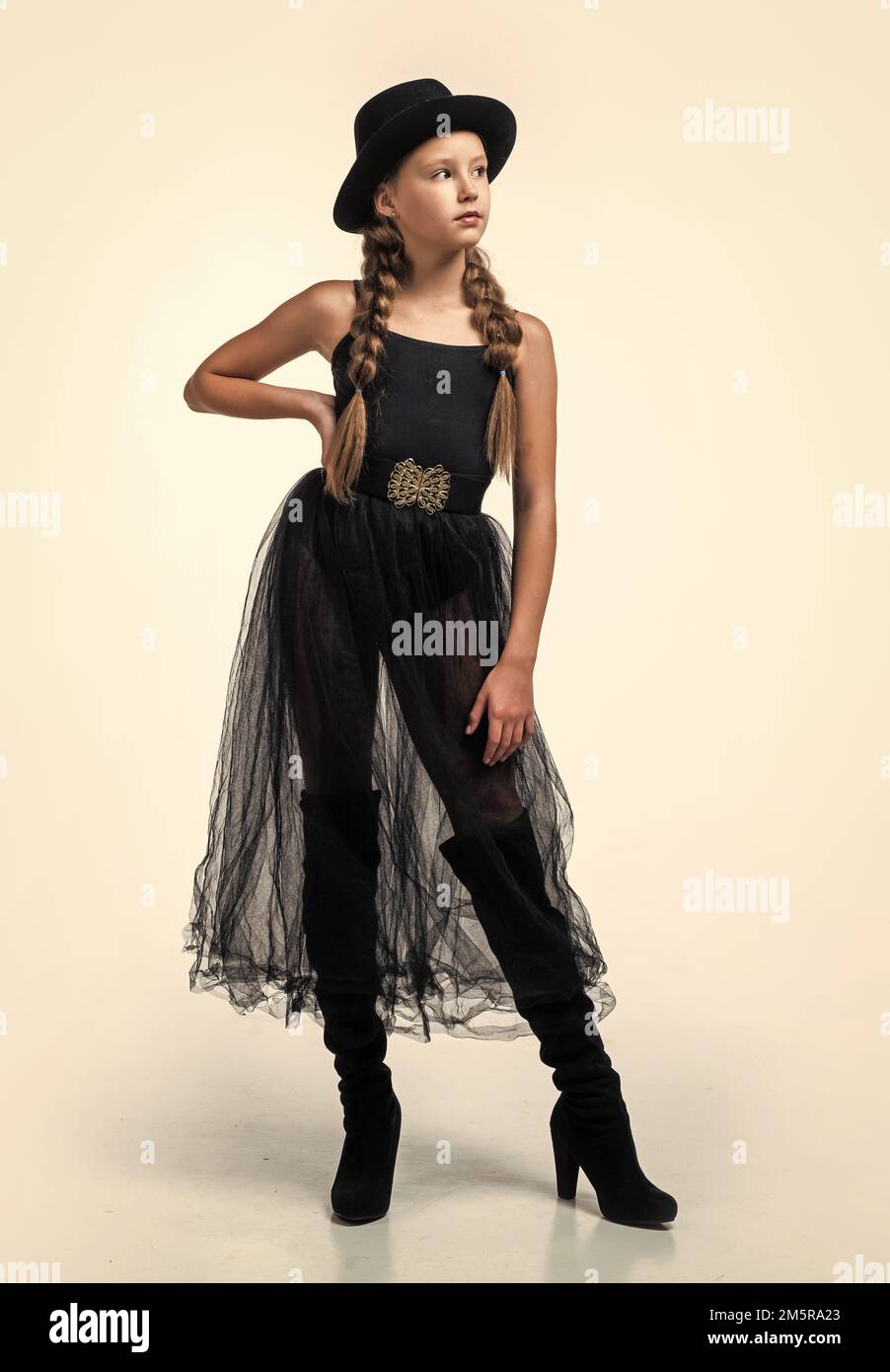 stylish kid with retro look isolated on white, beauty Stock Photo - Alamy