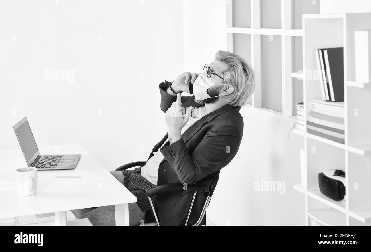 communication concept. businessman work online on laptop. e learning ...