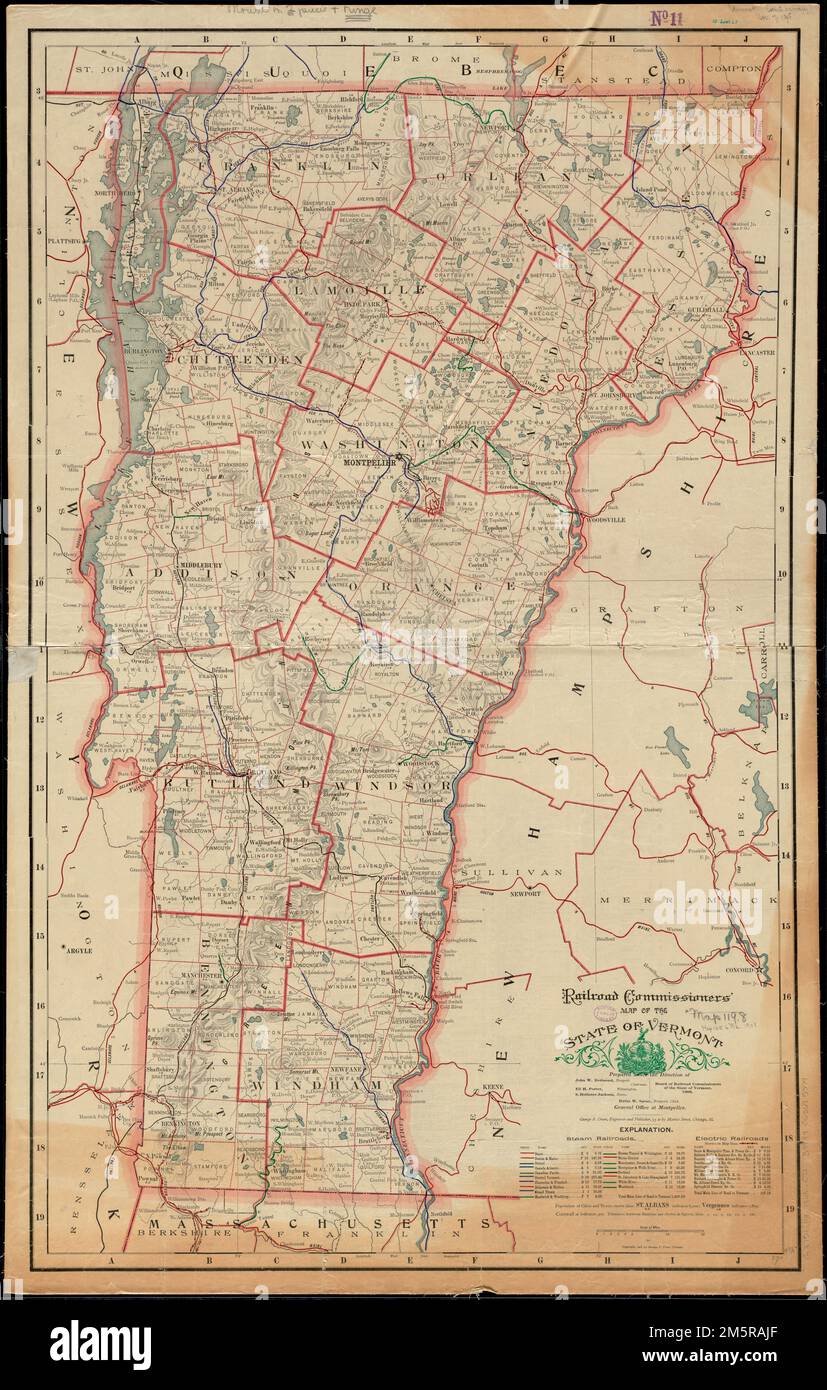 Railroad Commissioners' map of the State of Vermont. Shows steam and ...