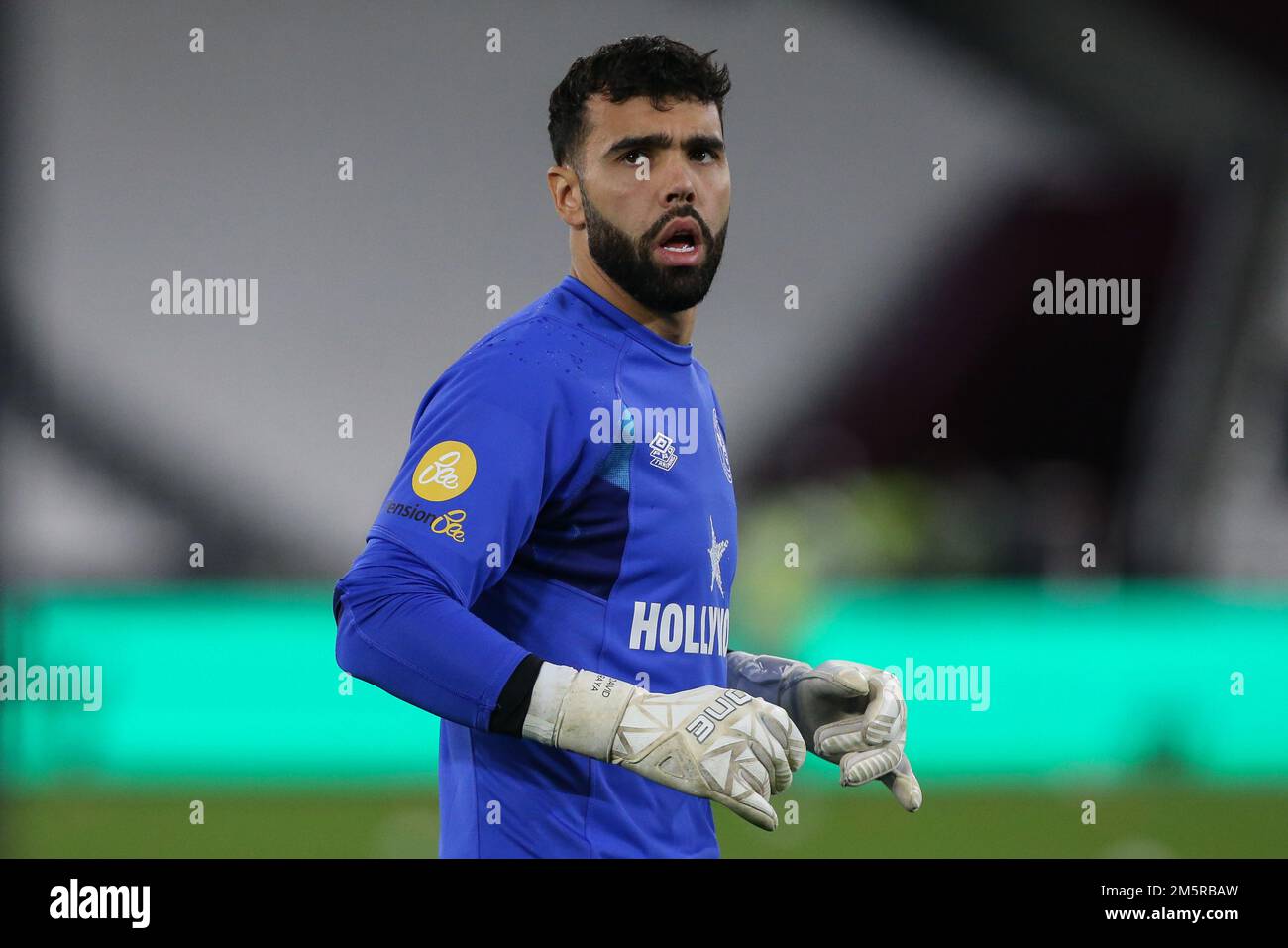 David Raya #1 of Brentford during the pre match warm up ahead of the ...