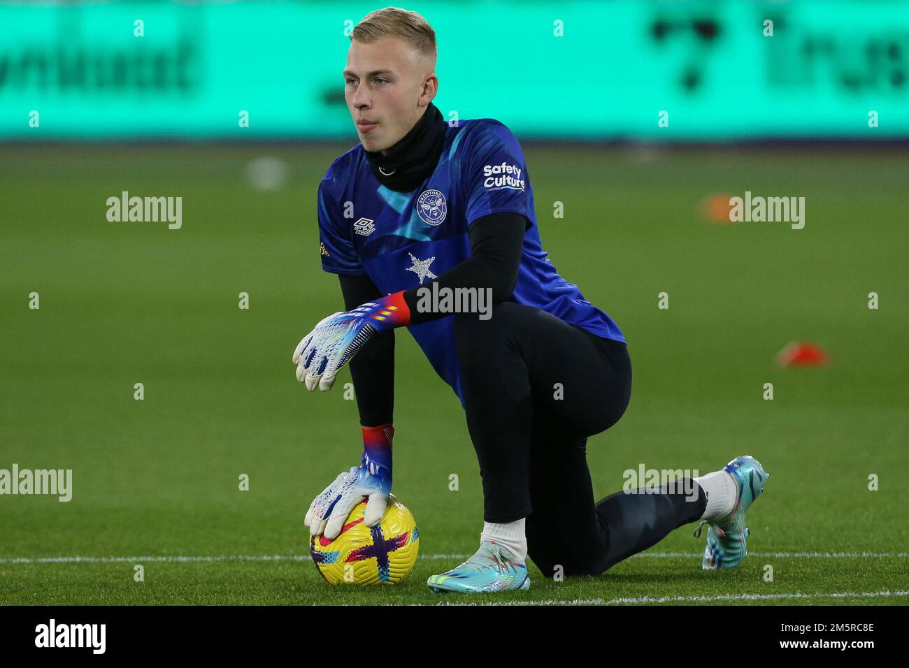 Matthew Cox #34 of Brentford during the pre match warm up ahead of the ...