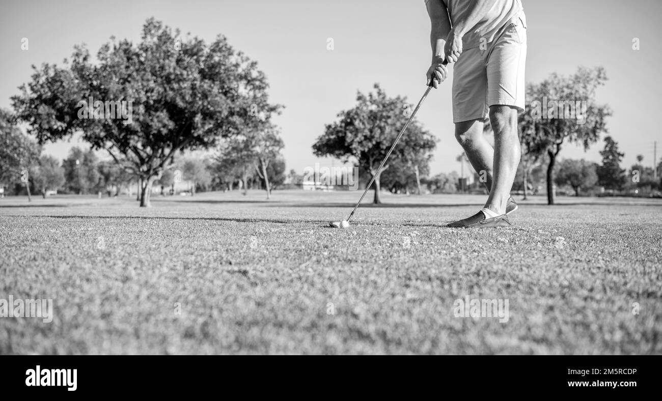 cropped man playing golf game on green grass, golf Stock Photo - Alamy