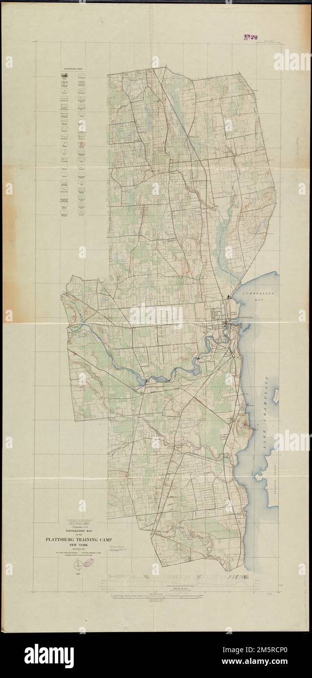 Topographic map of the Plattsburg Training Camp, New York. Relief shown ...