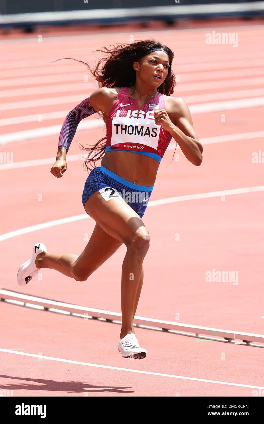 Gabrielle Thomas (USA) competing in the Women's 200 metres at the 2020 ...