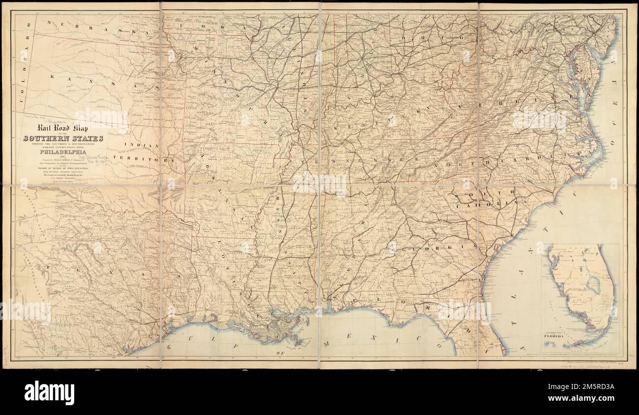 Rail road map of the southern states shewing the southern ...