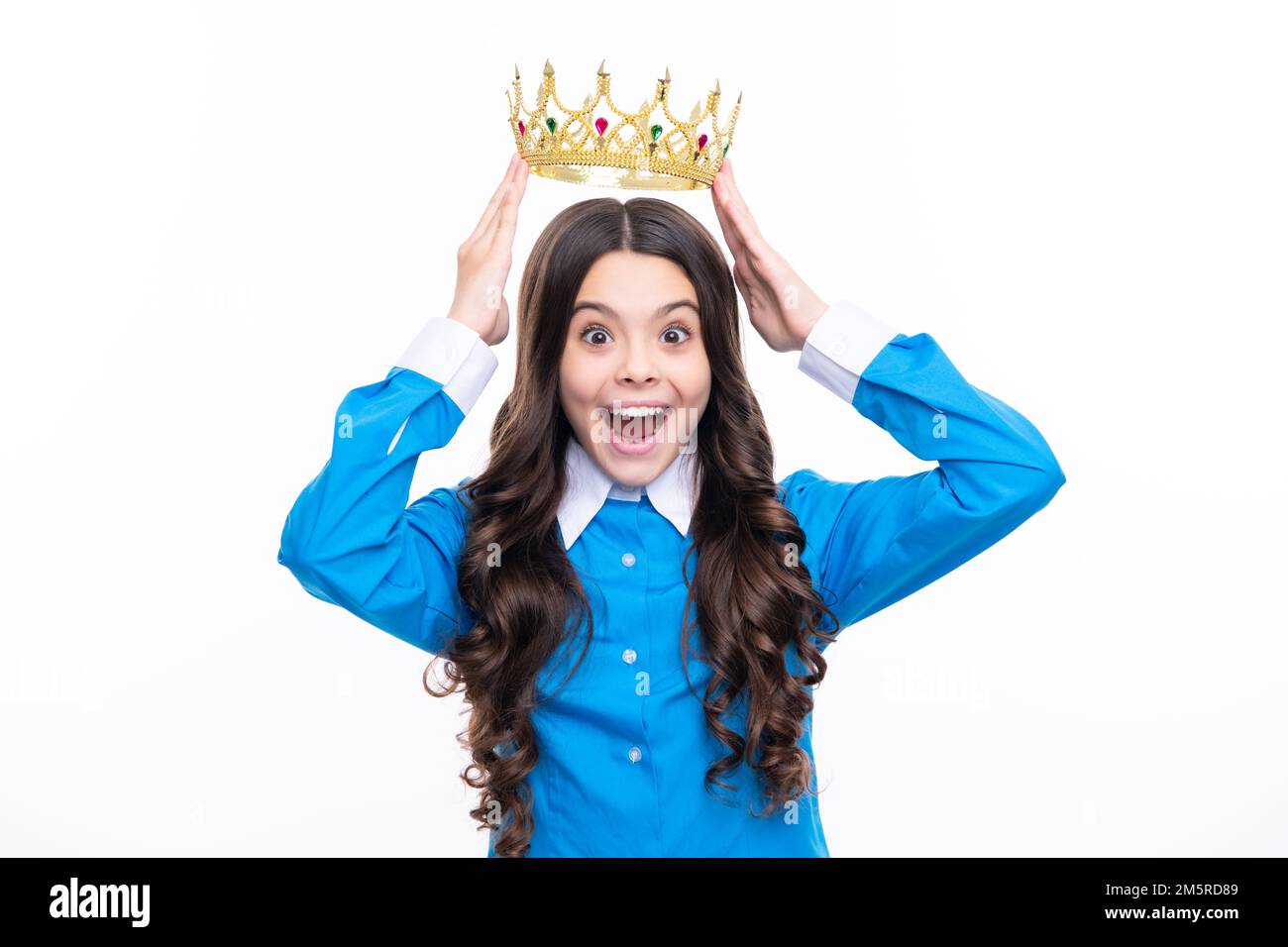 Excited face. Teenage selfish girl celebrates success victory. Teen ...