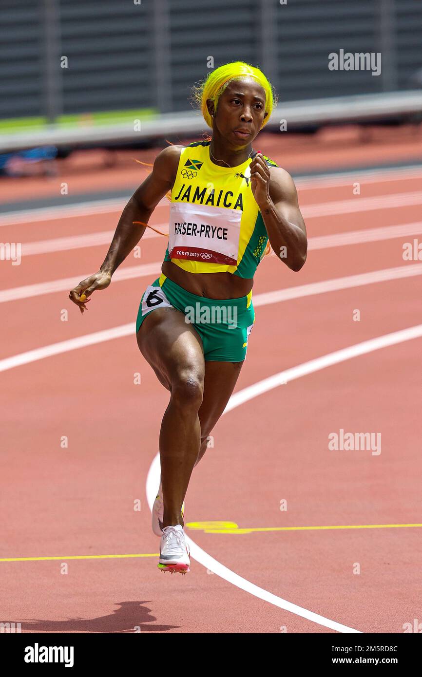 Shelly-Ann Fraser-Pryce (JAM) competing in the Women's 200 metres at ...