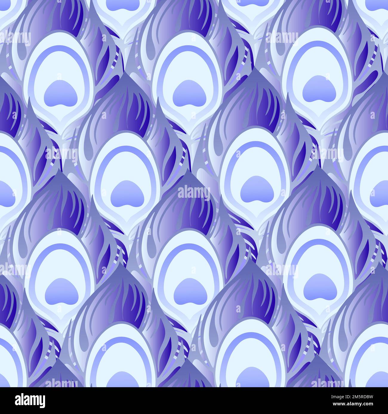 seamless symmetrical pattern of peacock feathers in blue colors ...