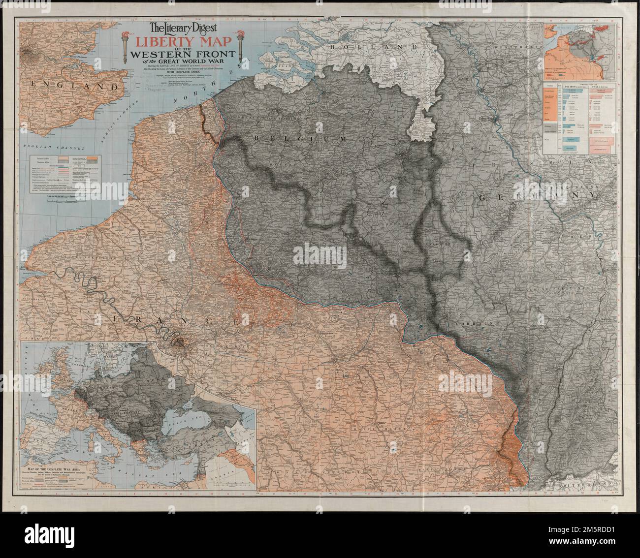 The Literary Digest liberty map of the Western Front of the Great World ...