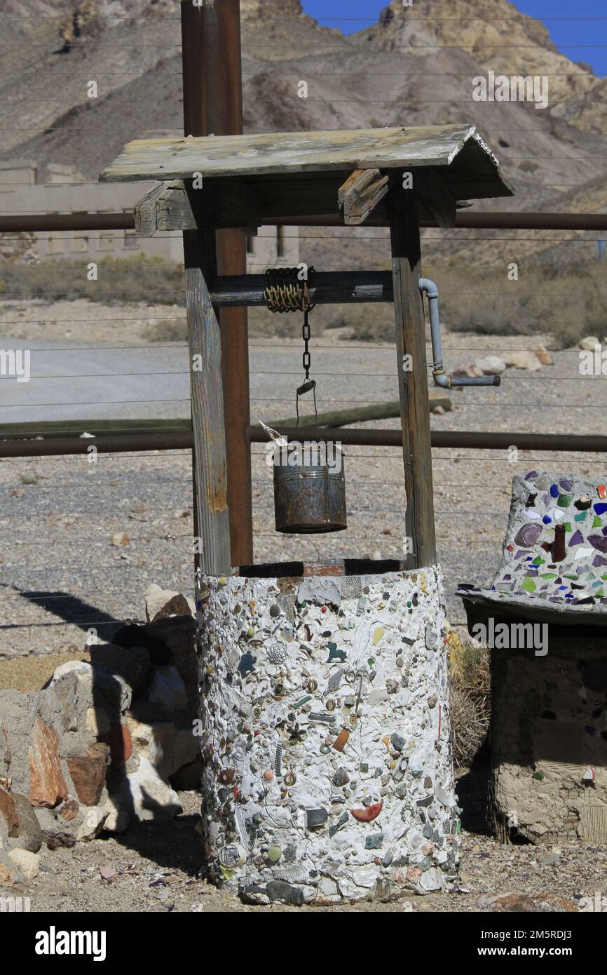 Wishing wells in the ghost town of Rhyolite, Nevada, USA Stock Photo ...