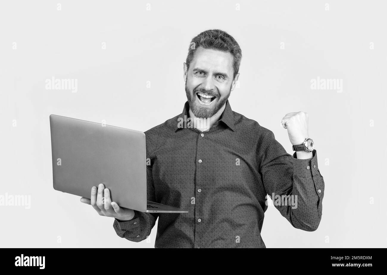 business success. programmer man use pc. entrepreneur or manager. agile business Stock Photo - Alamy