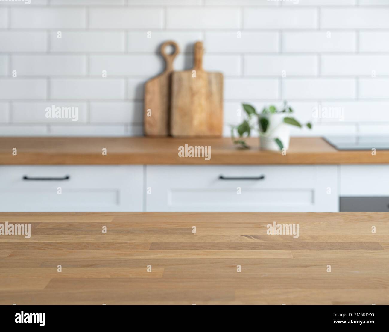 Wooden oak countertop with free space for mounting a product or layout ...