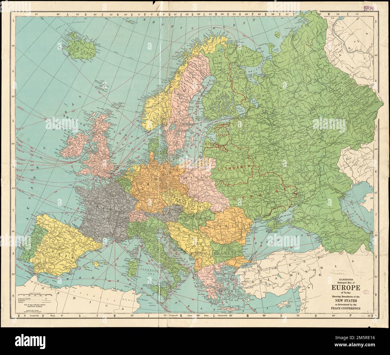Hammond's enlarged map of Europe of to-day showing boundaries of the ...