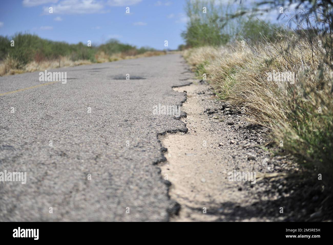 Sonora state highway in poor pavement condition due to potholes (Photo ...