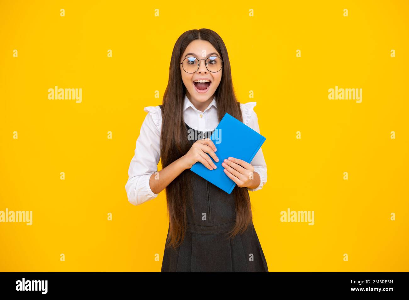 Teenager school girl study with books. Learning knowledge and kids ...