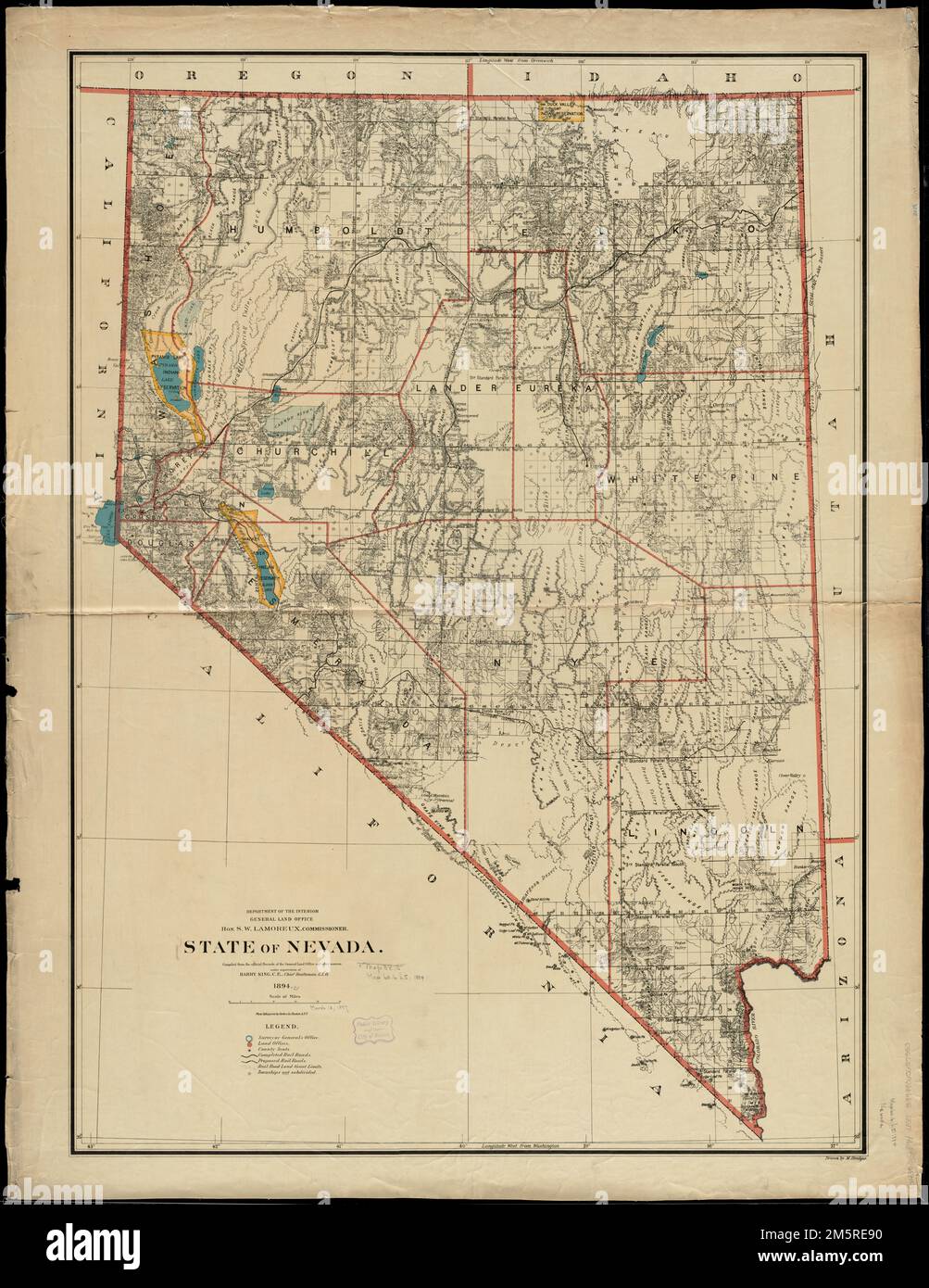 State of Nevada. Prime meridians: Washington and Greenwich. Relief ...
