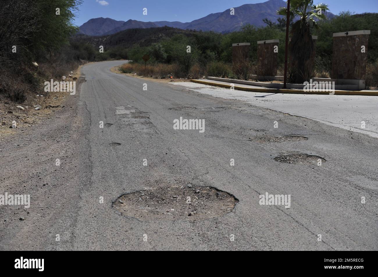 Sonora state highway in poor pavement condition due to potholes (Photo ...