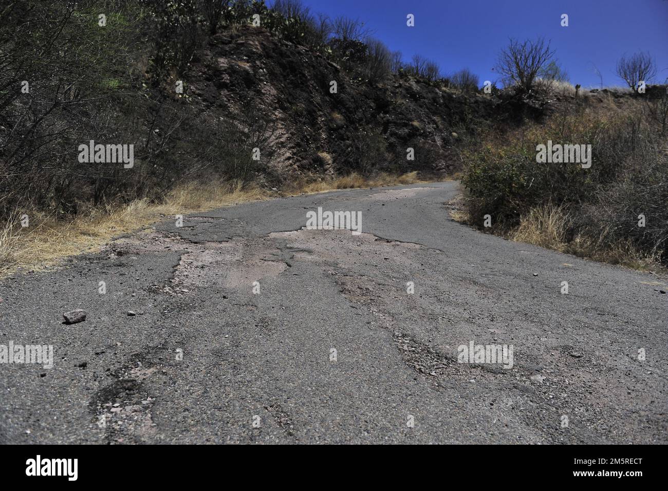 Sonora state highway in poor pavement condition due to potholes (Photo ...
