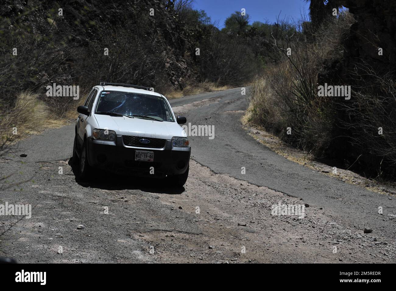 Sonora state highway in poor pavement condition due to potholes (Photo ...