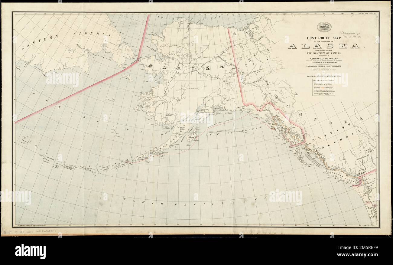Post route map of the territory of Alaska with adjacent parts of the ...
