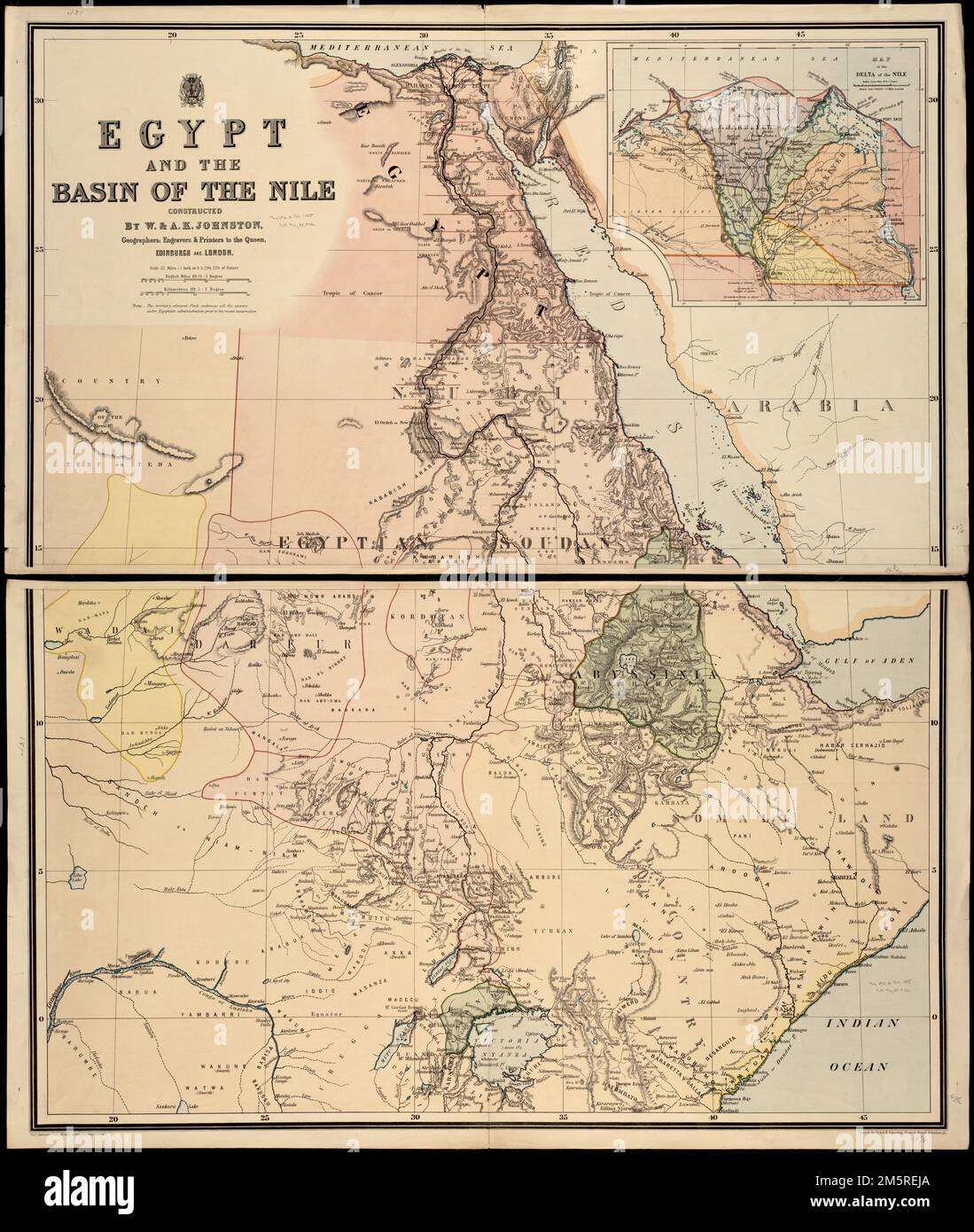 Egypt and the basin of the Nile. Relief shown by hachures. Contains ...