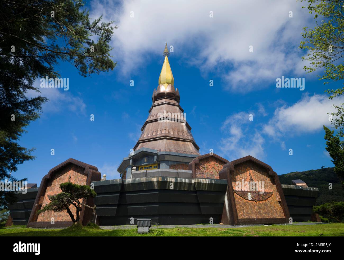 Famous Doi Inthanon national park. Pagoda view at the Inthanon mountain ...