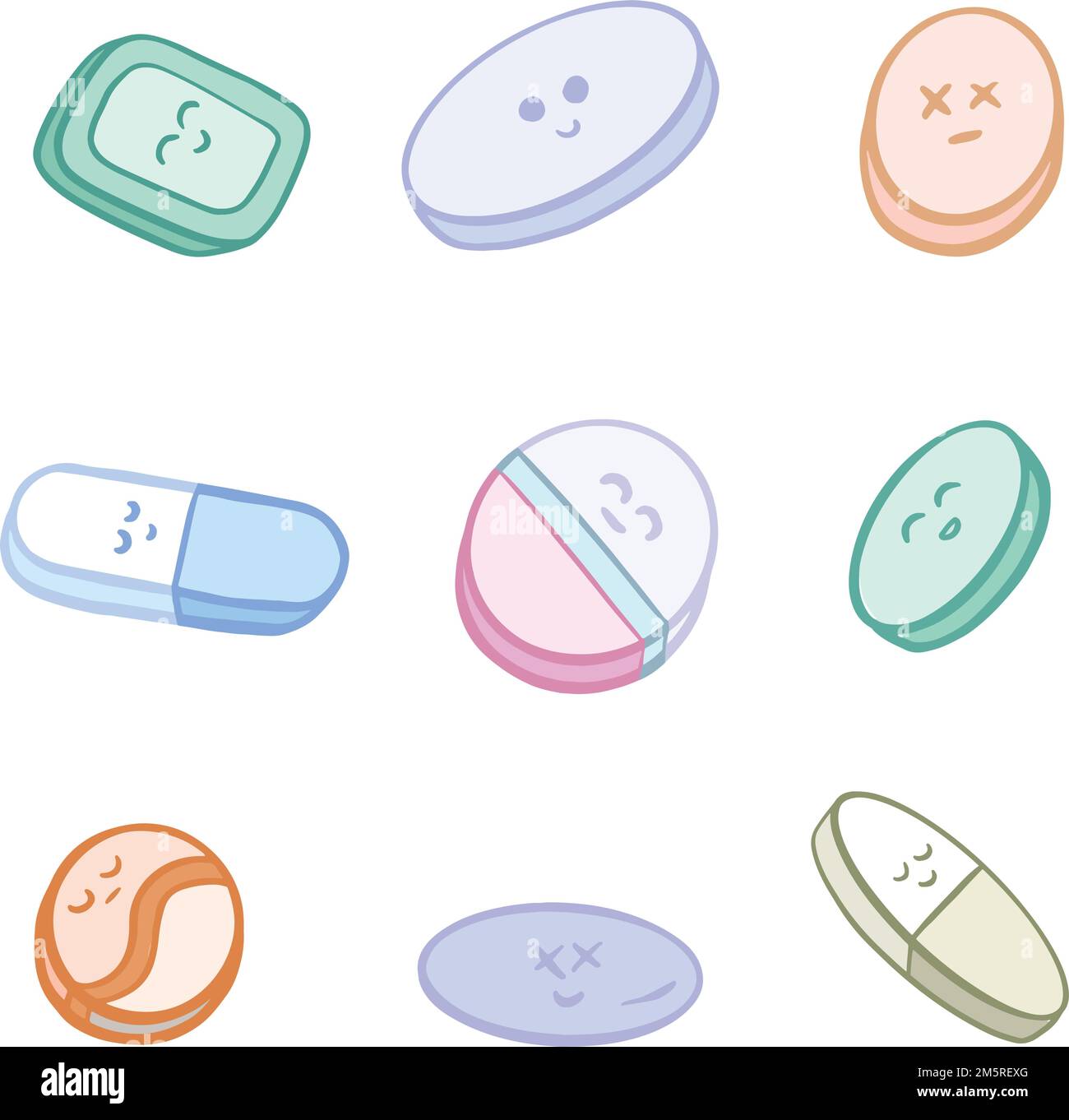 Cute Kawaii Pill And Capsule Characters For Healthcare Medicine ...