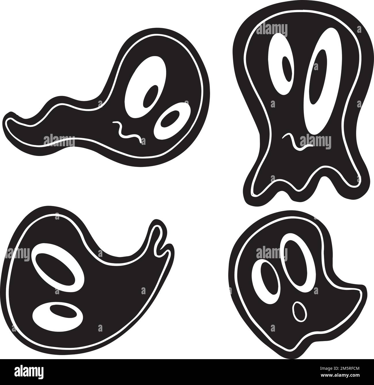 Cartoon Ghost Halloween Illustration Spectres Haunted Spirits Stock ...