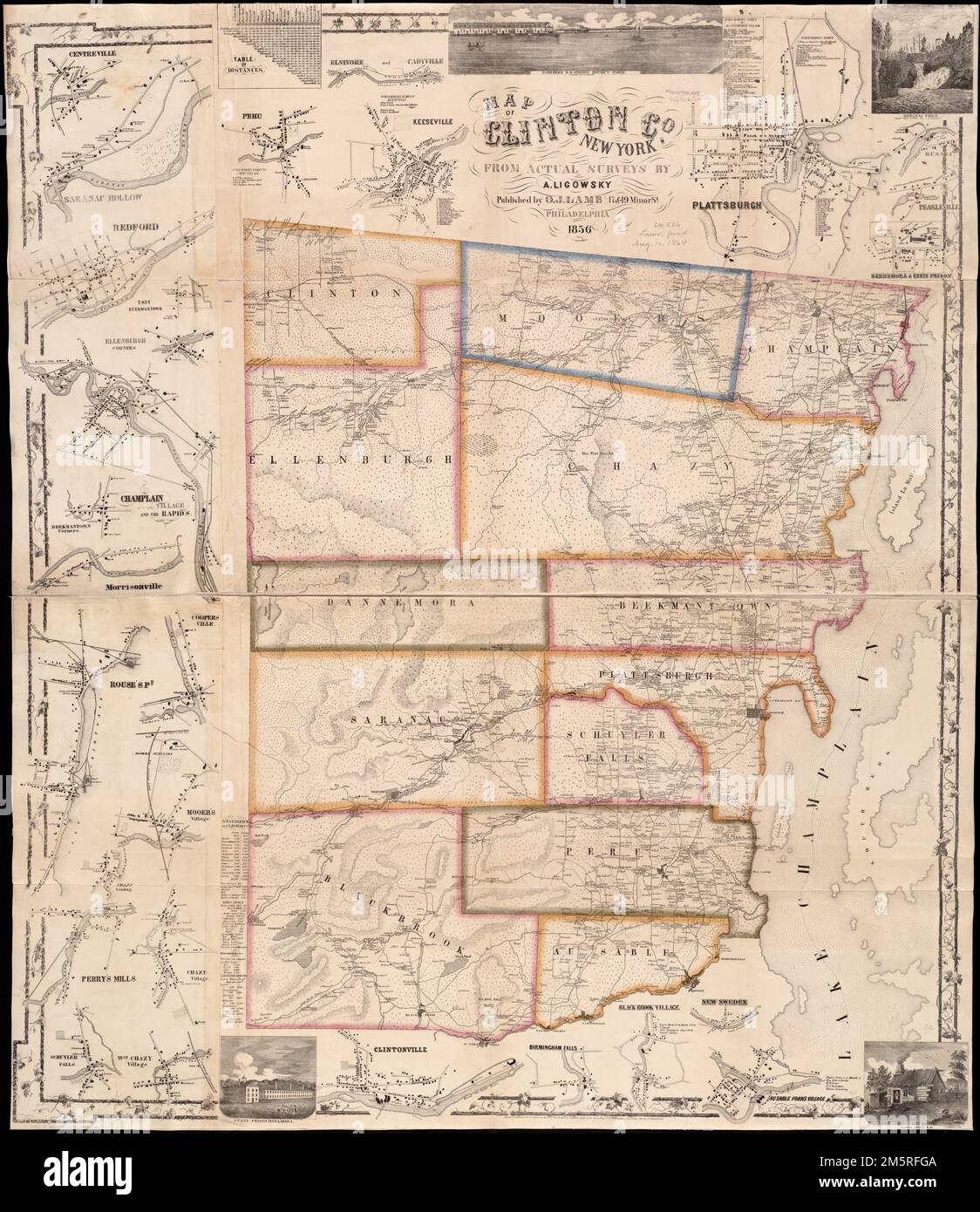 Map of Clinton Co., New York : from actual surveys. Relief shown by ...