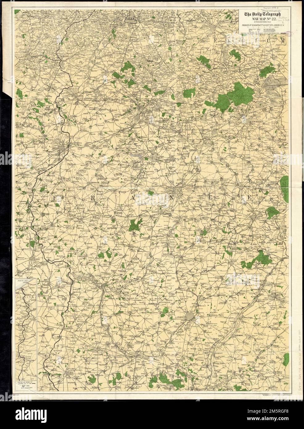 The Daily telegraph war map no. 22. Relief shown by spot heights. Inset ...