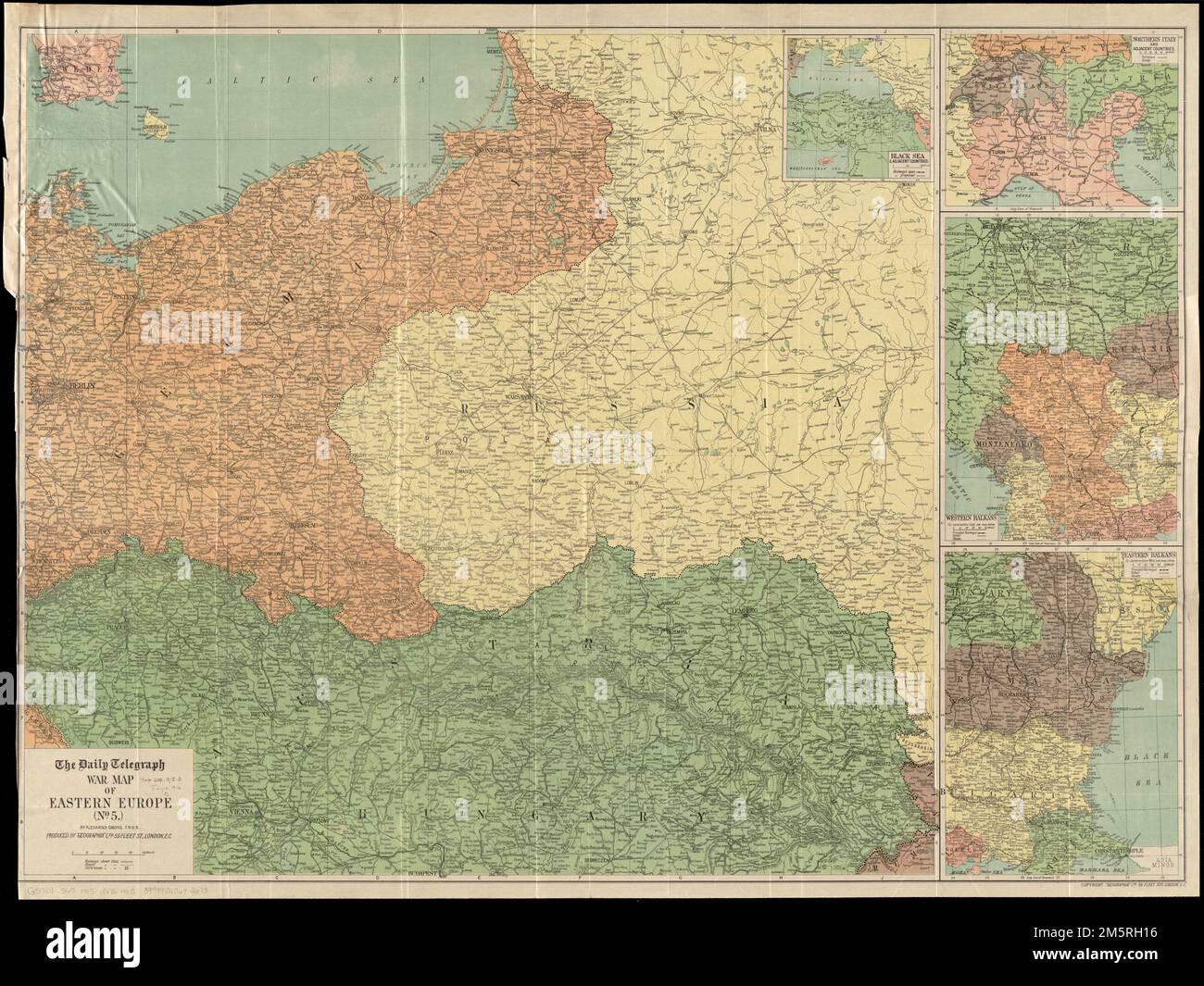 The Daily Telegraph war map of eastern Europe (no. 5). Relief shown by ...