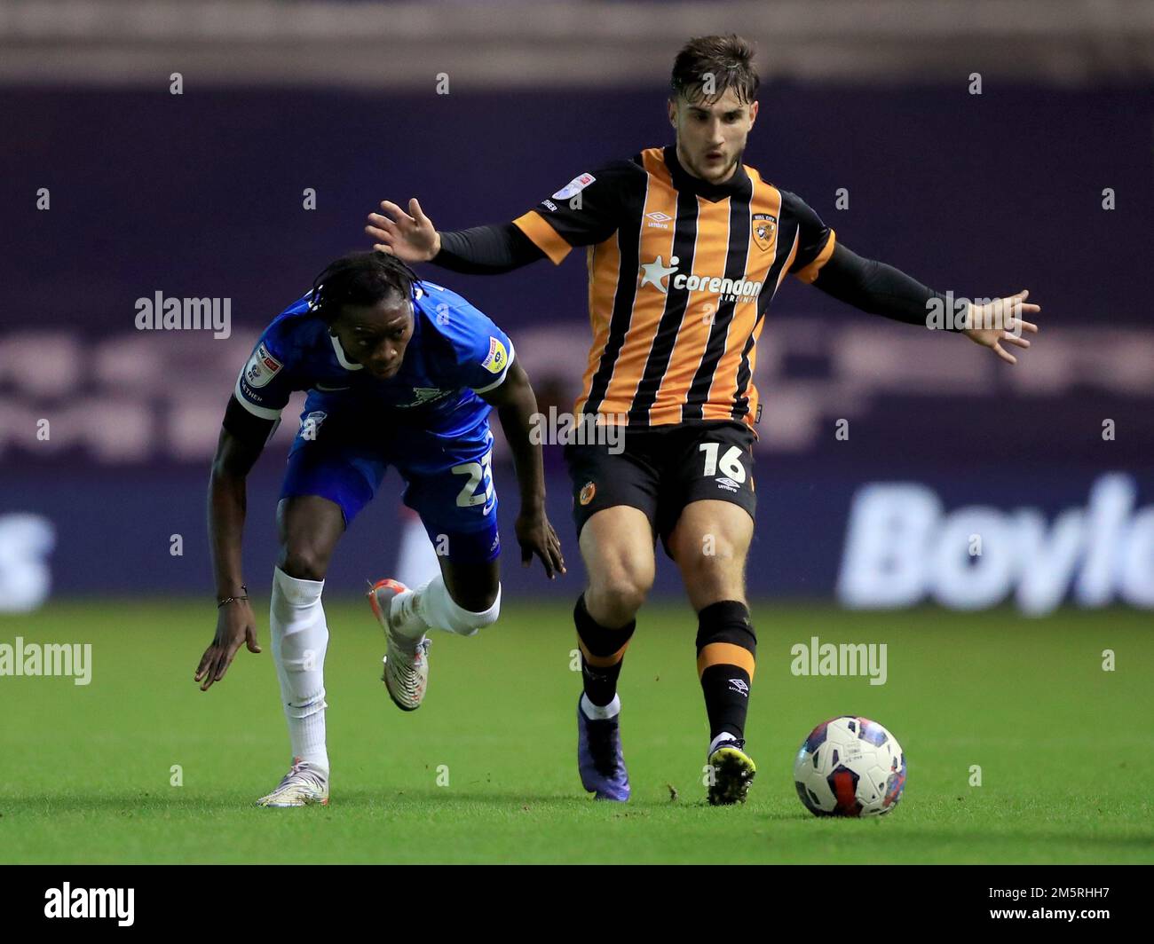 Hull City’s Ryan Longman (right) and Birmingham City’s Emmanuel Longelo ...