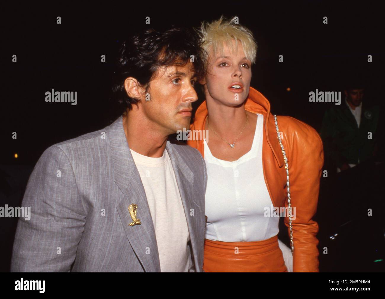 Sylvester Stallone and Brigitte Nielsen at Nicky Blair's Restaurant in ...